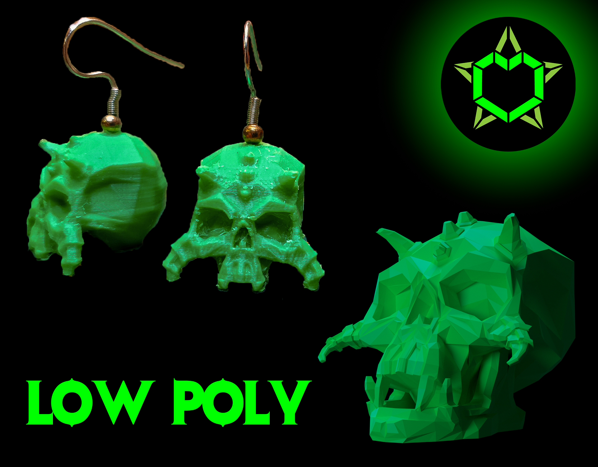 Low Poly Skull - DISPLAY & EARRINGS by Yburan | Download free STL model ...