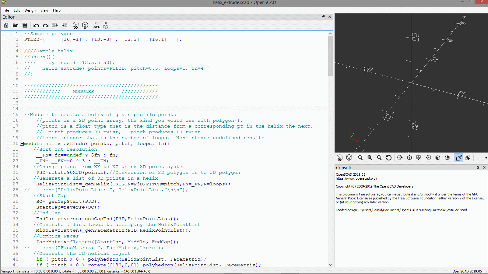 Helix Extrude Module For Openscad By Spingoogl Download Free Stl