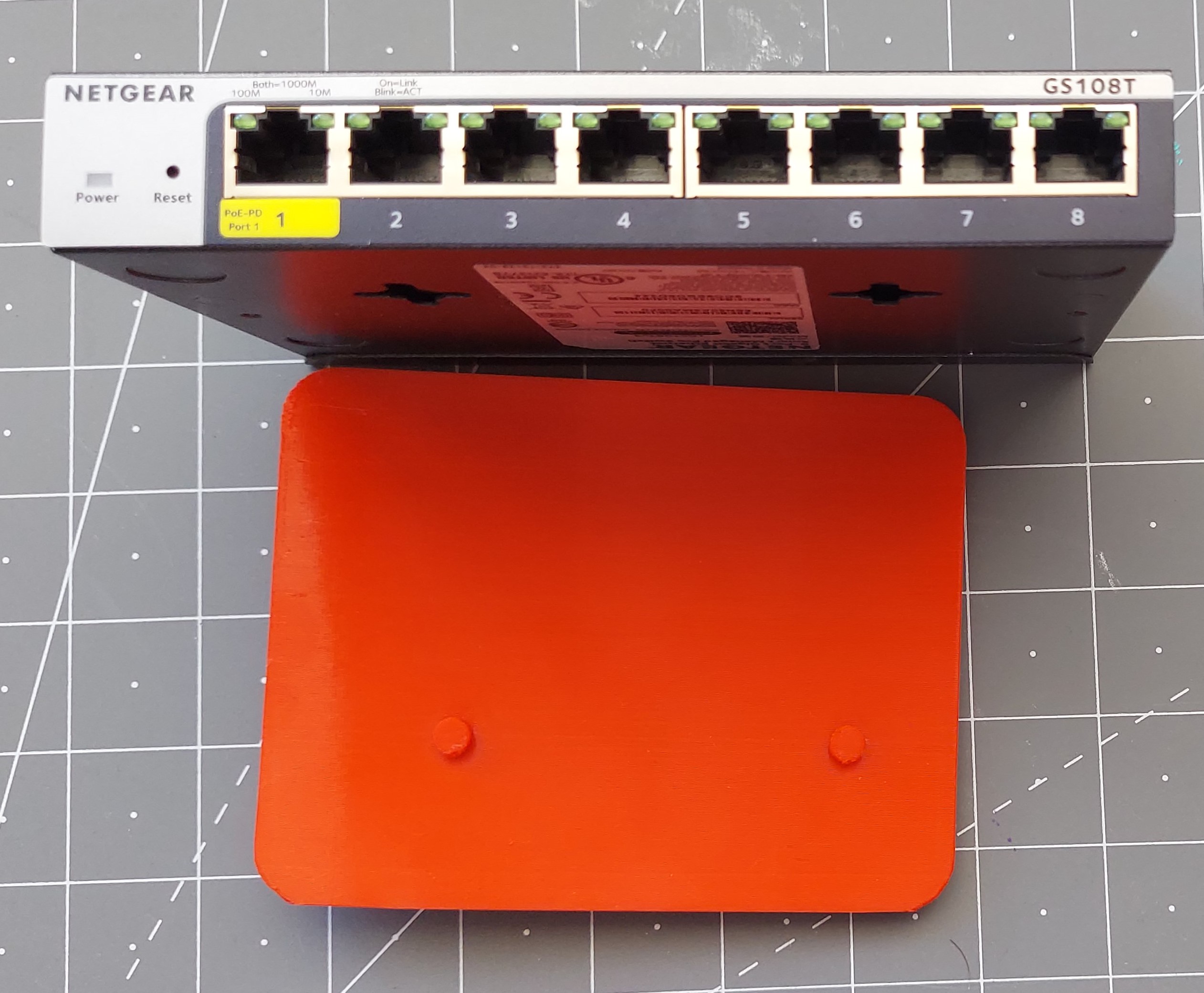 Pegboard mounting plate for Netgear GS108T switch by Uncluesteve ...