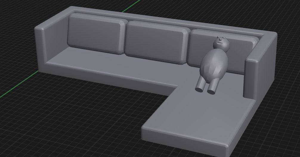 Sofa With Simple Person by Sebastian Skaanild | Download free STL model ...