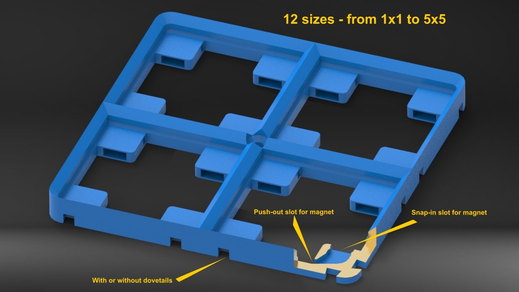 Gridfinity bases, side plugged magnet von JBoe | Kostenloses STL-Modell ...