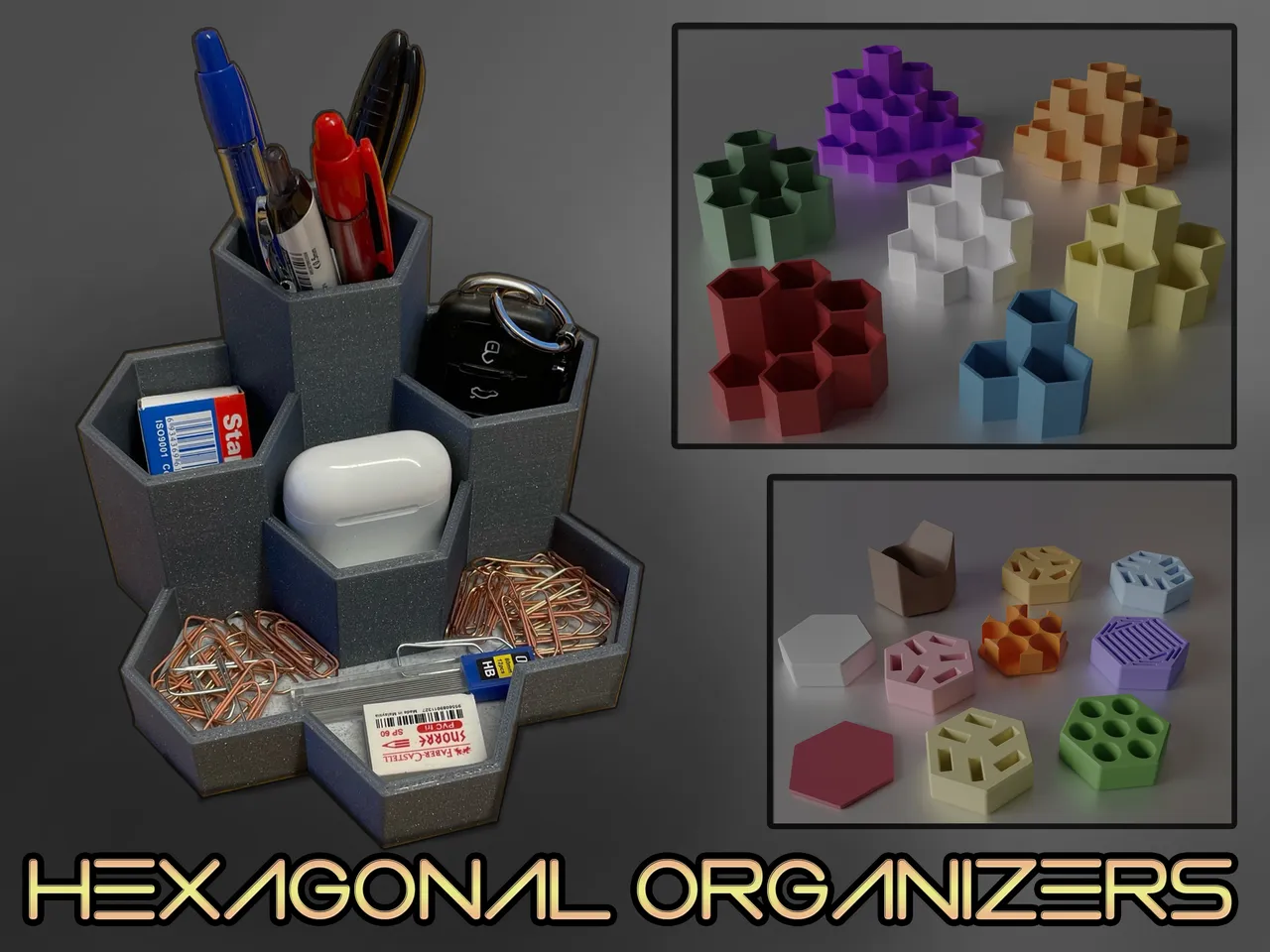 Hexagonal Organizers *7 Sizes + 11 Inserts* by Jallim | Download free STL model | Printables.com