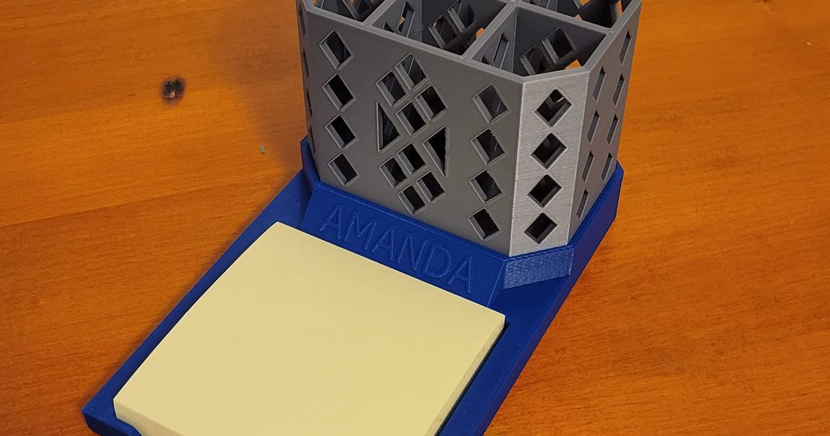 Pen Stand with Diamond Cutouts and Post-it note base by Crafter64 ...