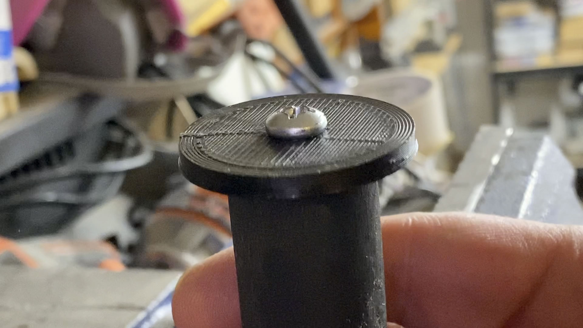 Printed Edge/Lip attached to wooden dowel rod in making filament spool ...