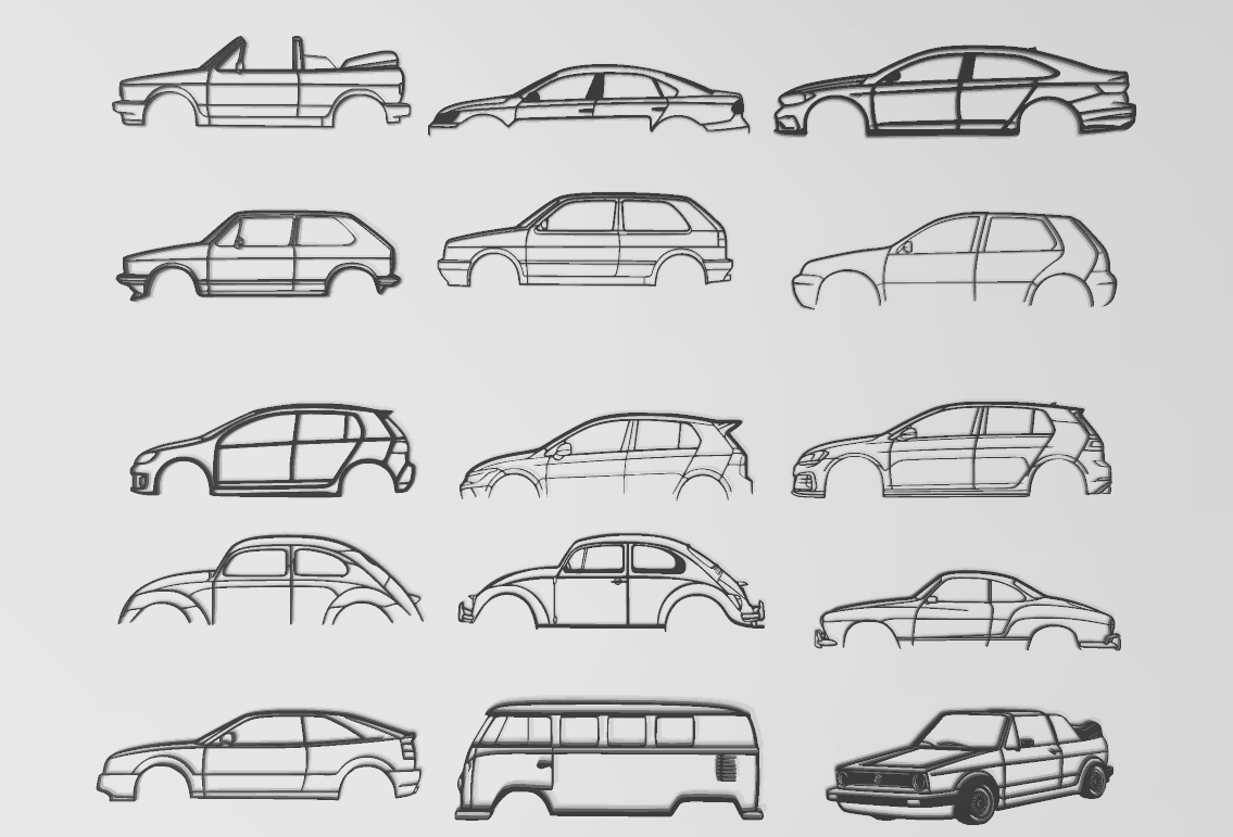 Volkswagen Cars 2D Wall Art silhouettes par OrangeSs | Téléchargez ...