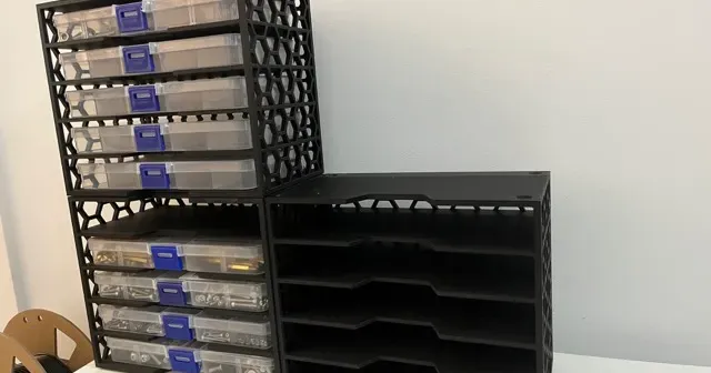 Stackable part organizer drawer with hexagonal pattern by jamie xu ...