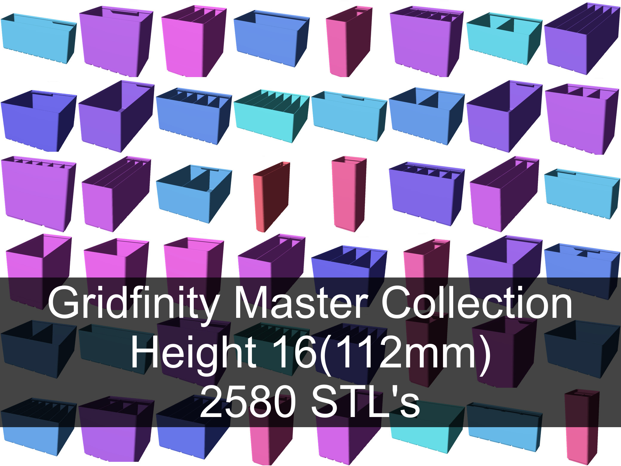 Gridfinity cups height 16 (116mm) collection por Max | Descargar modelo ...