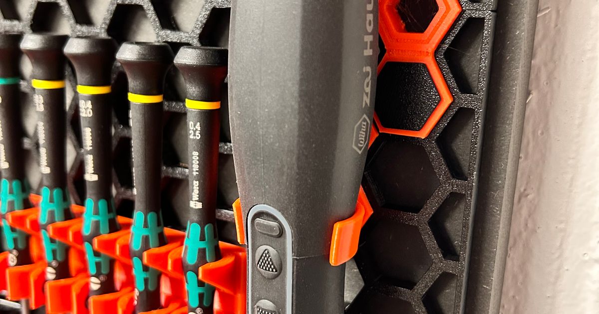 Wiha Zap battery driver screw driver HSW Honeycomb wall mount by Dan | Download free STL model ...
