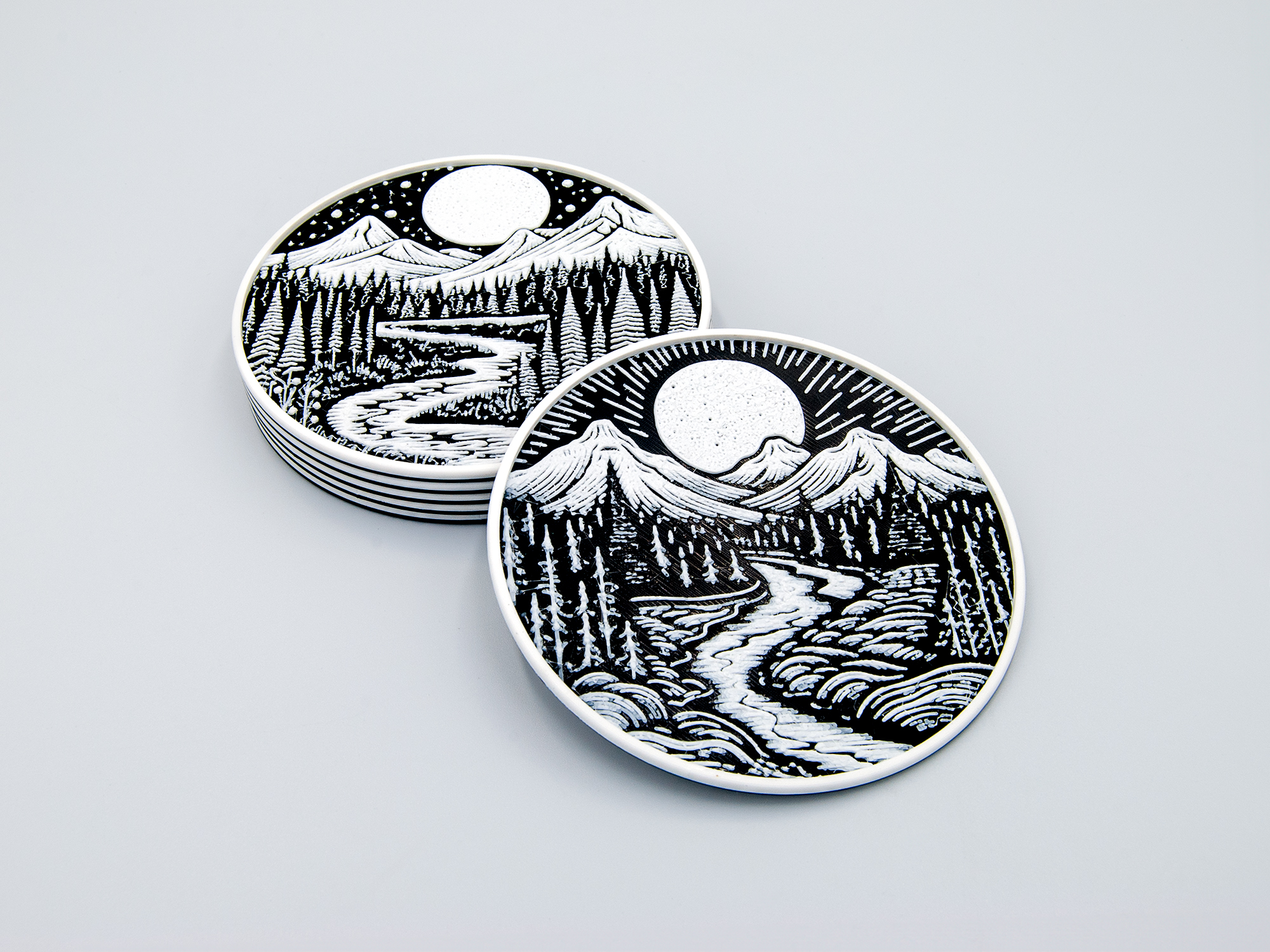 Mountain Coasters - Hueforge by Bamingo Design | Download free STL ...