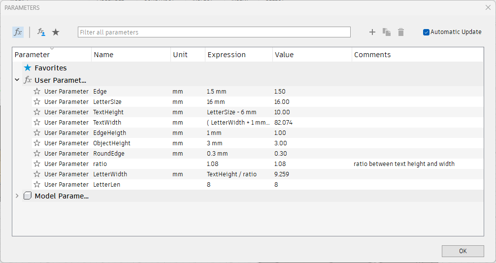 Parametric text table by czechtechgeek | Education | Printables.com