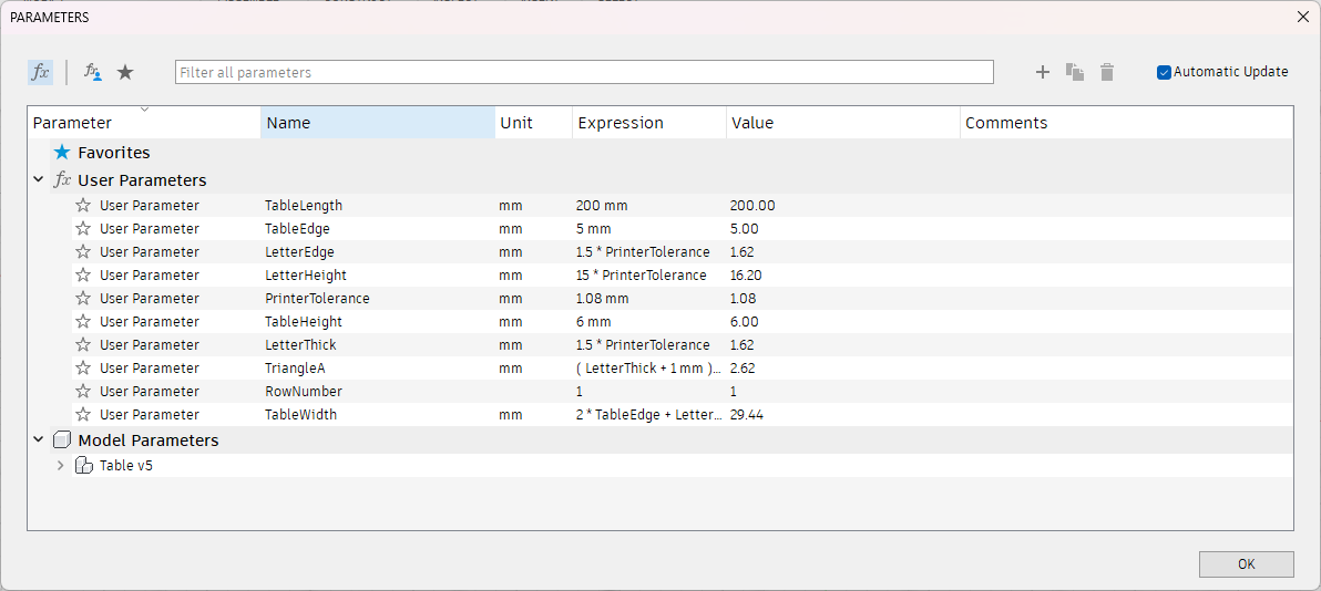 Parametric text table by czechtechgeek | Education | Printables.com