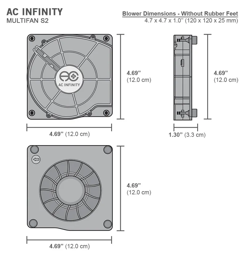 AC Infinity 120mm Blower Fan Reference Model (Multifan S2) by ...