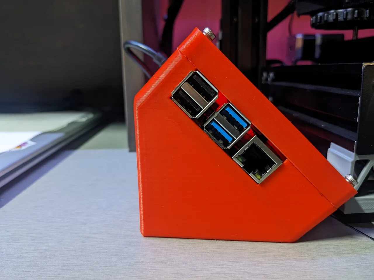 Raspberry Pi 4b case with 5" touch screen sits on desk by COREY ...