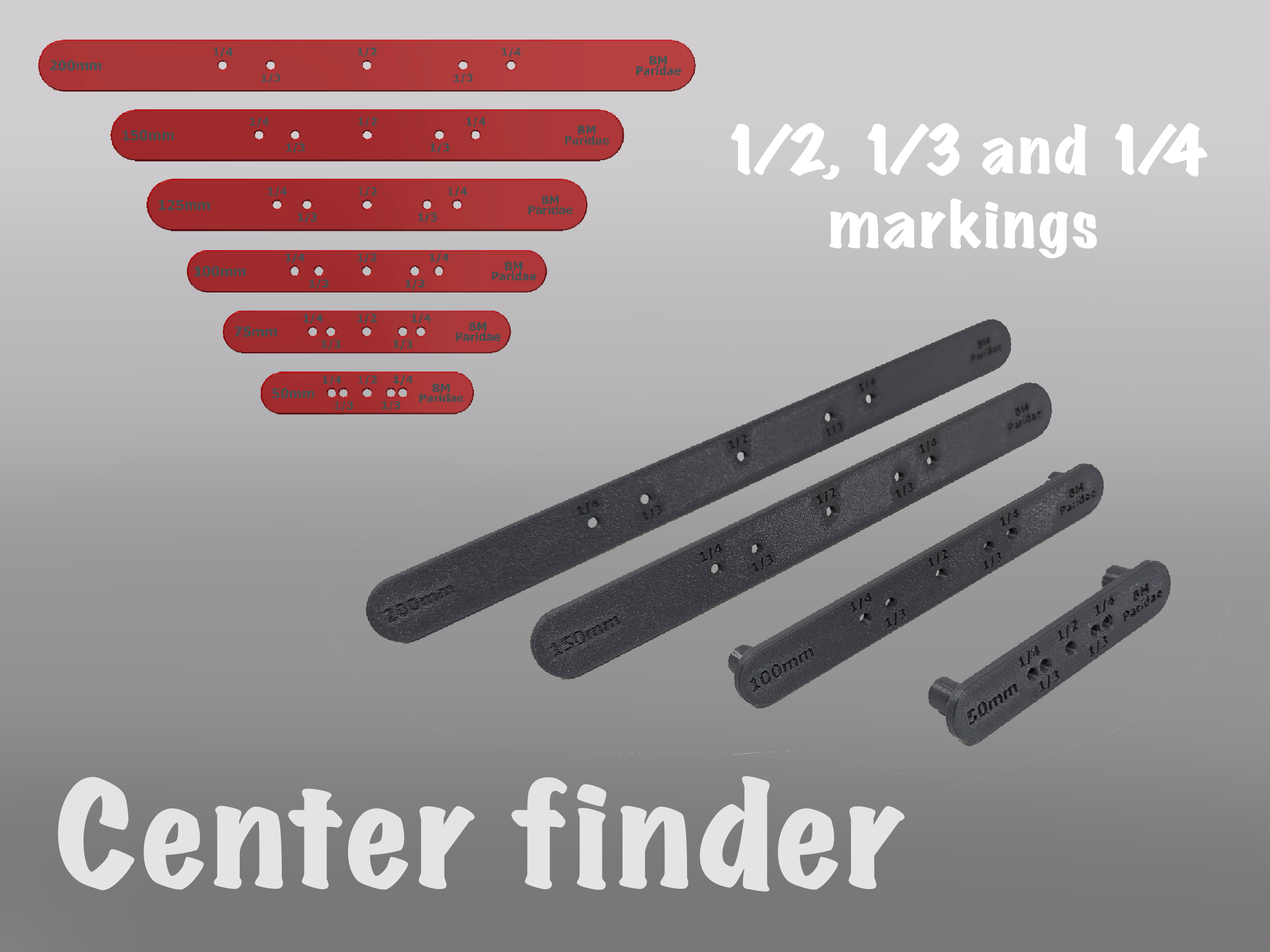 Center finder: 1/2, 1/3 and 1/4 markings by BM Paridae | Download free ...