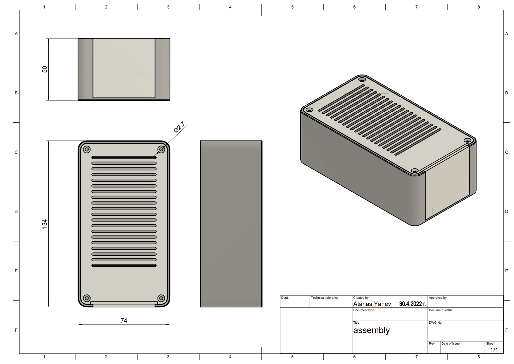 Project box 134x74x50mm, PSU 5Vdc 4A by ayanev | Download free STL ...