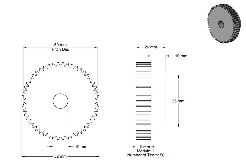 50 tooth gear for 10mm shaft diameter by John Carter | Download free ...