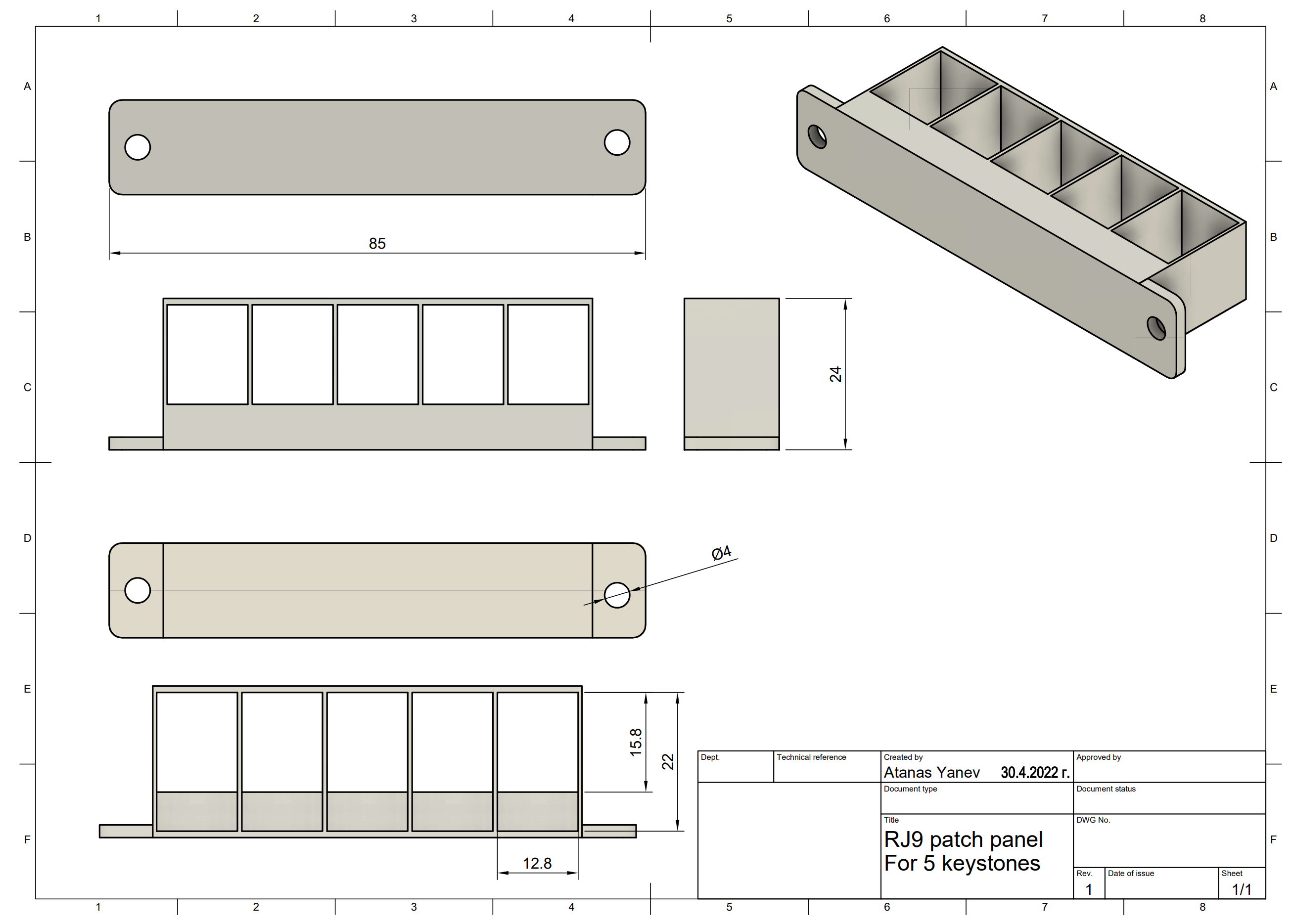 RJ9 patch panel by ayanev | Download free STL model | Printables.com