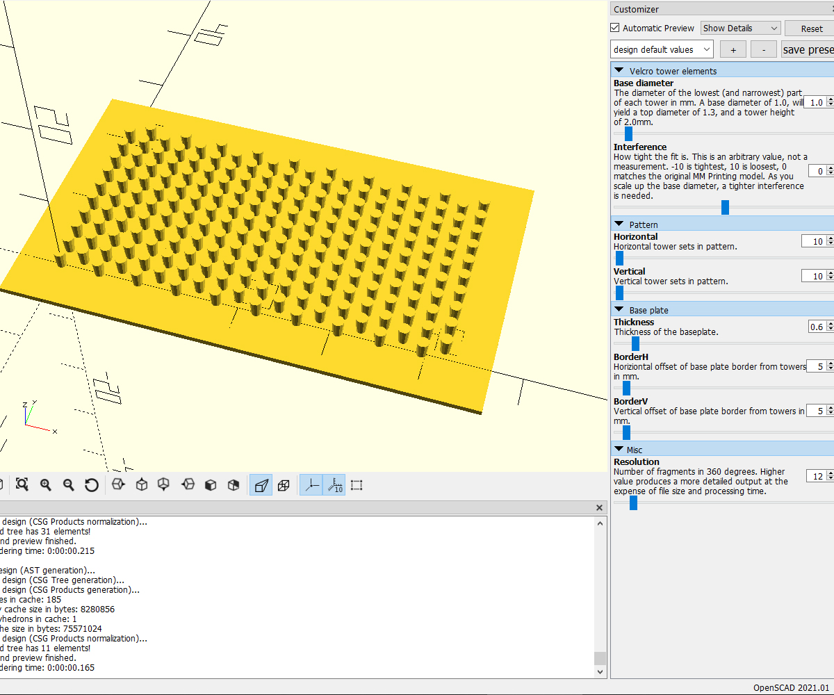 Parametric 3D printable velcro by TeachingTech | Download free STL ...
