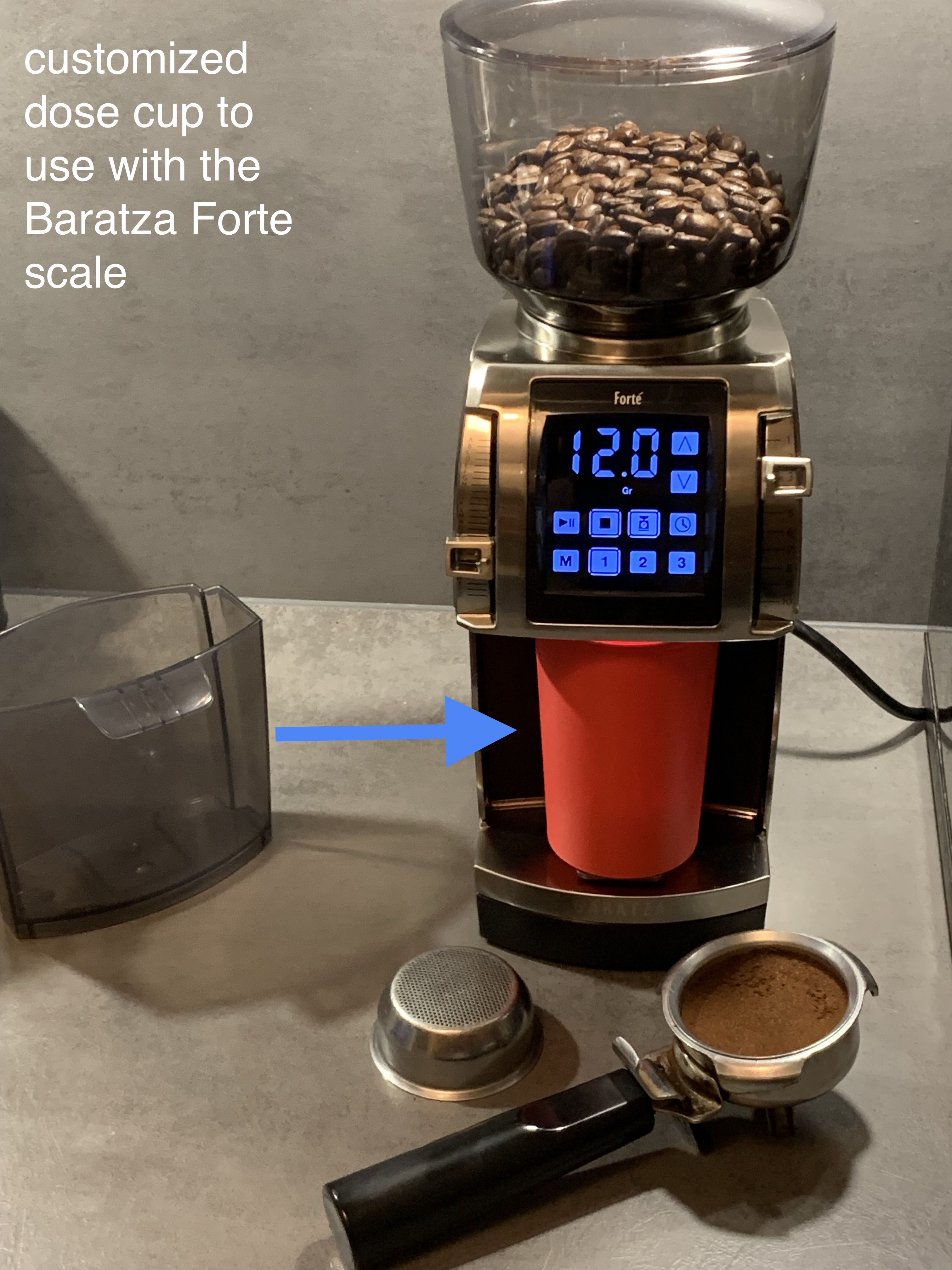 Espresso dosing cup for the Baratza Forte AP grinder to use the weight ...