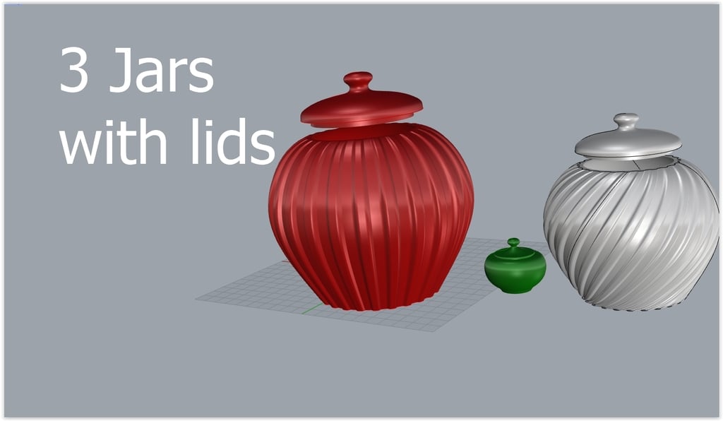 3 Jars with lids by Gordyt47 | Download free STL model | Printables.com