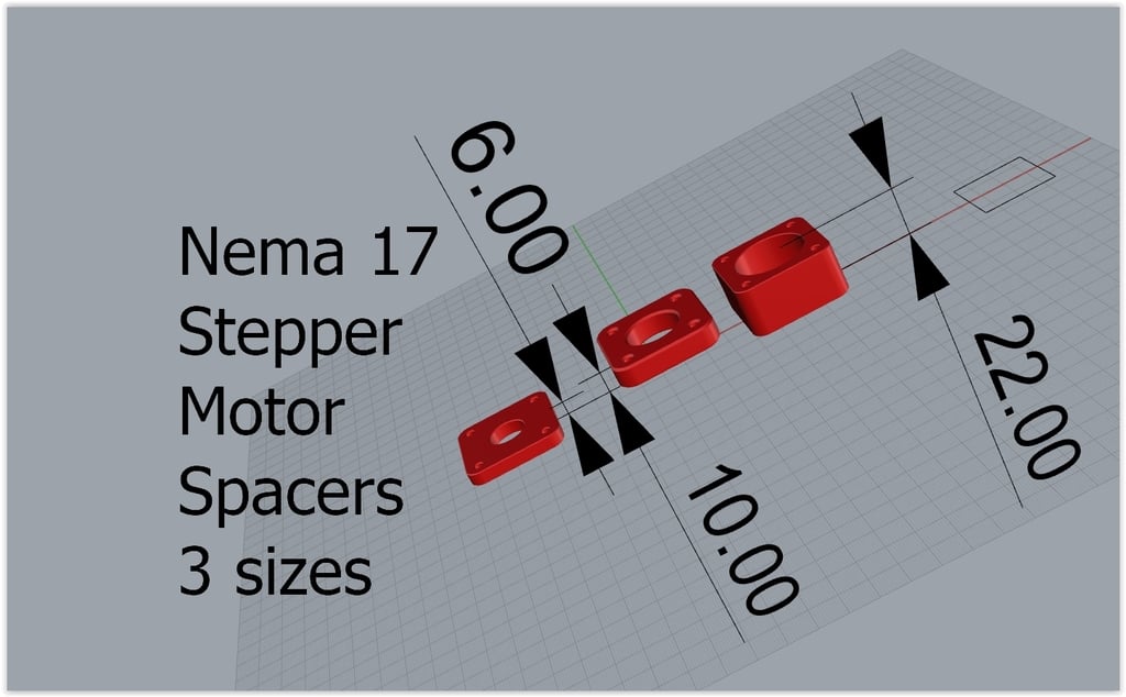 NEMA 17 Stepper motor spacers 6, 10 and 22 mm by Gordyt47 | Download ...