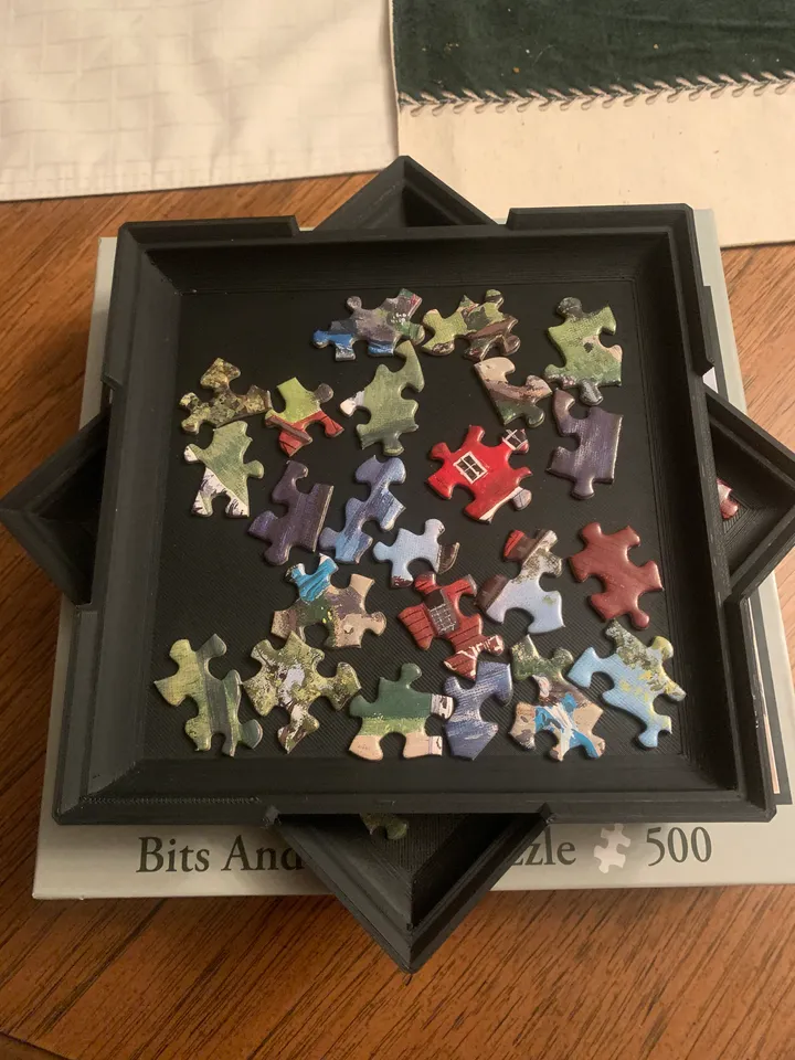 2-Way Stackable Puzzle Sorting Trays w/ Sloped Sides + Sliding Lid by ...