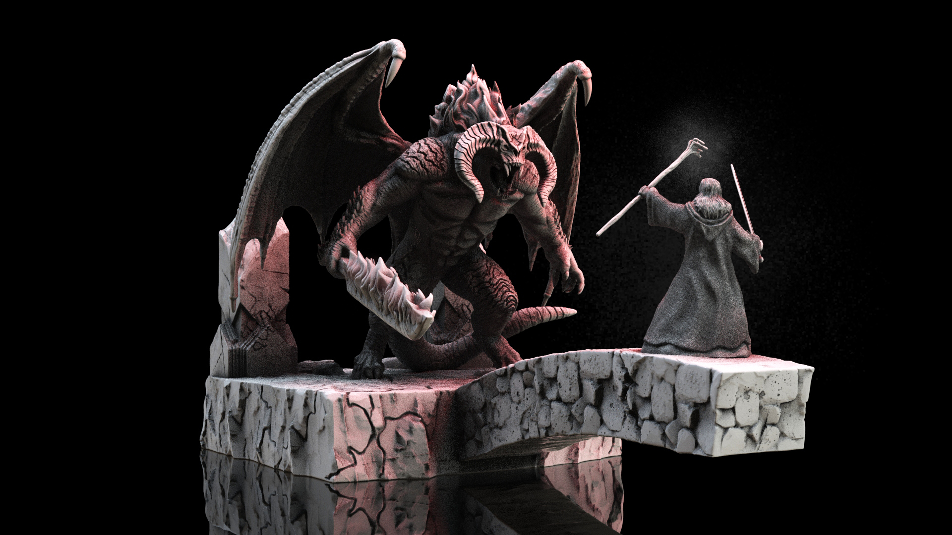 Balrog vs Gandalf Diorama (Pre-Supported) by Fotis Mint | Download free ...