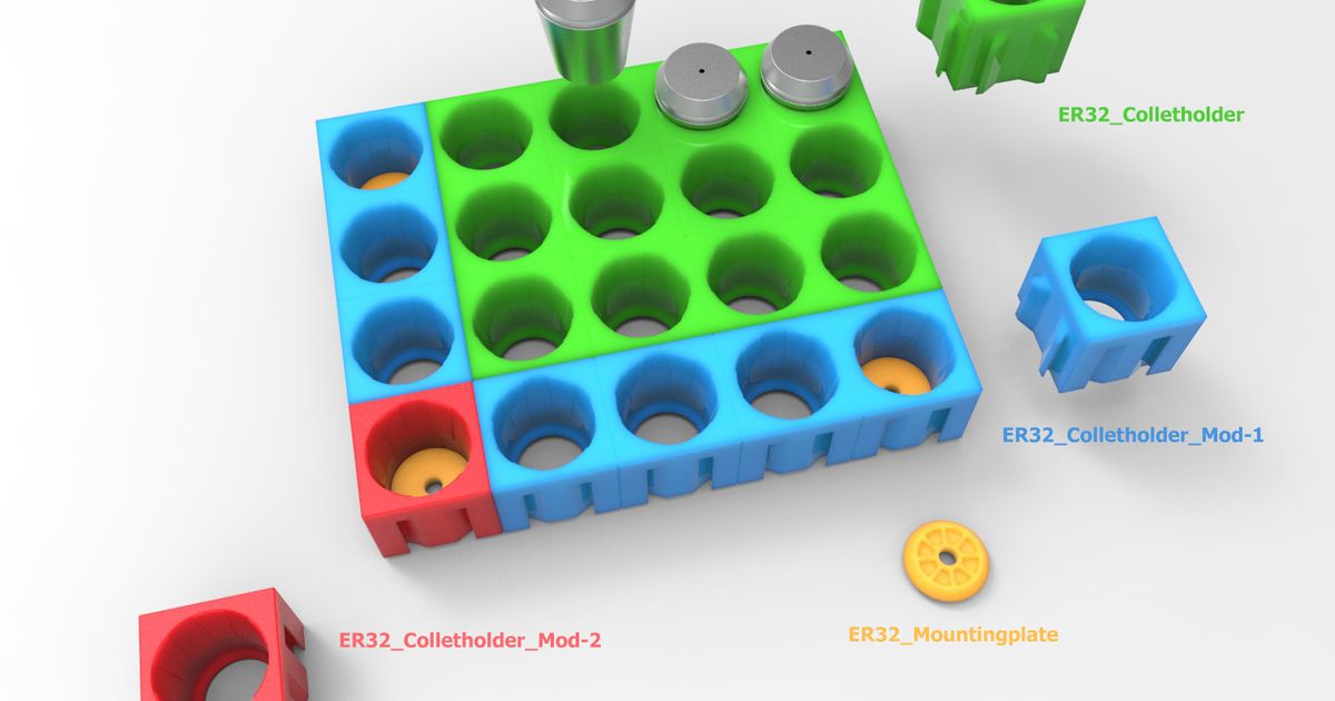 Modular ER32 Collet Rack / Tray / Stand by TechTom | Download free STL ...