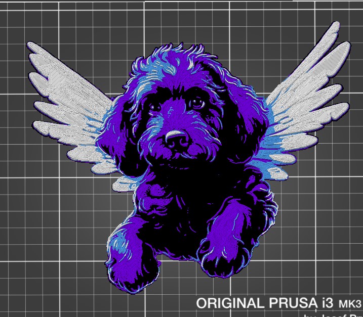 Winged Goldendoodle Hueforge Art by Andorra | Download free STL model ...