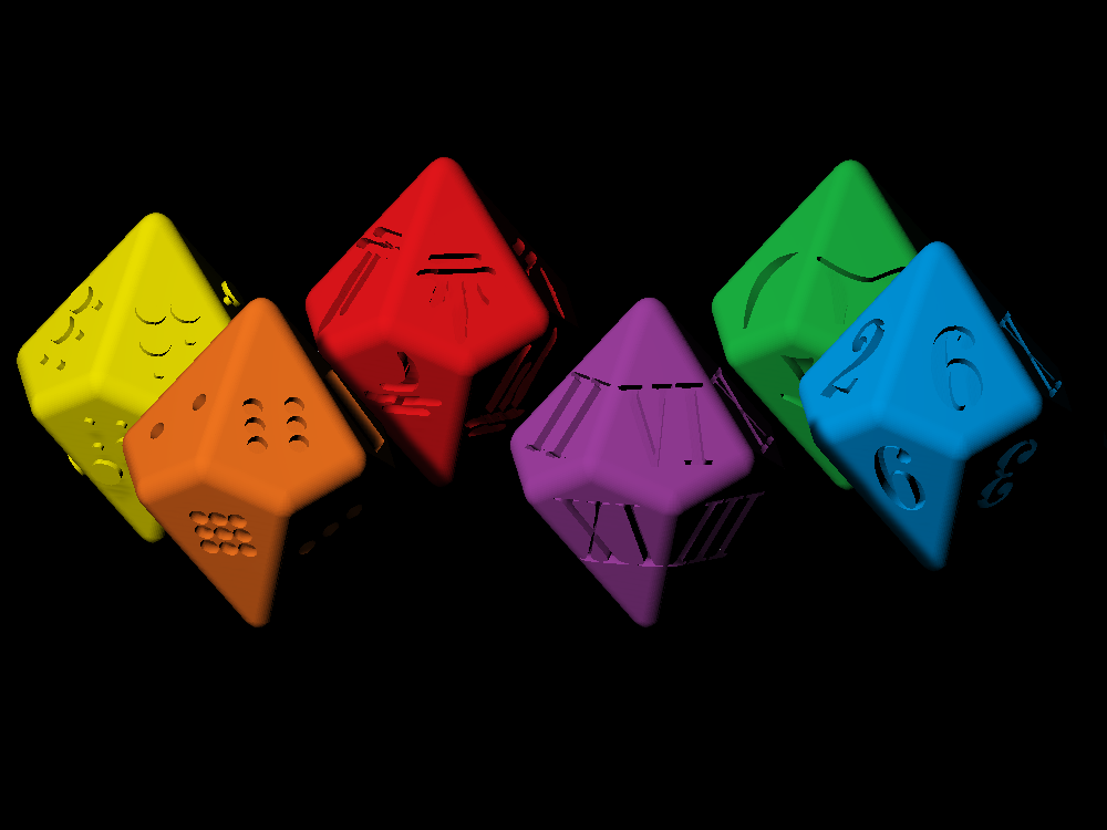 Decahedron dice with Arabic, Roman, Braille, Draconic and Klingon ...