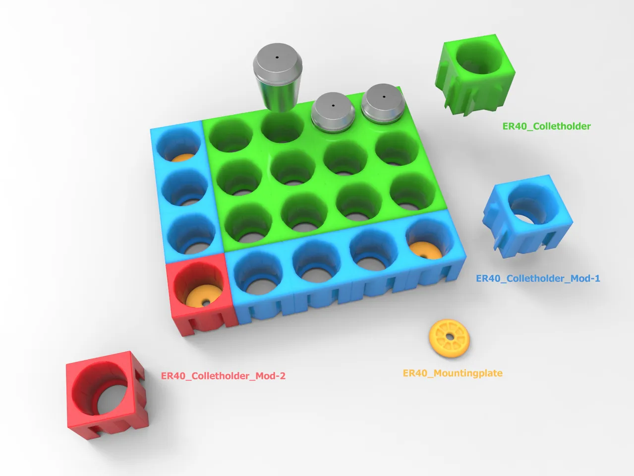 Modular ER40 Collet Rack / Tray / Stand by TechTom | Download free STL ...