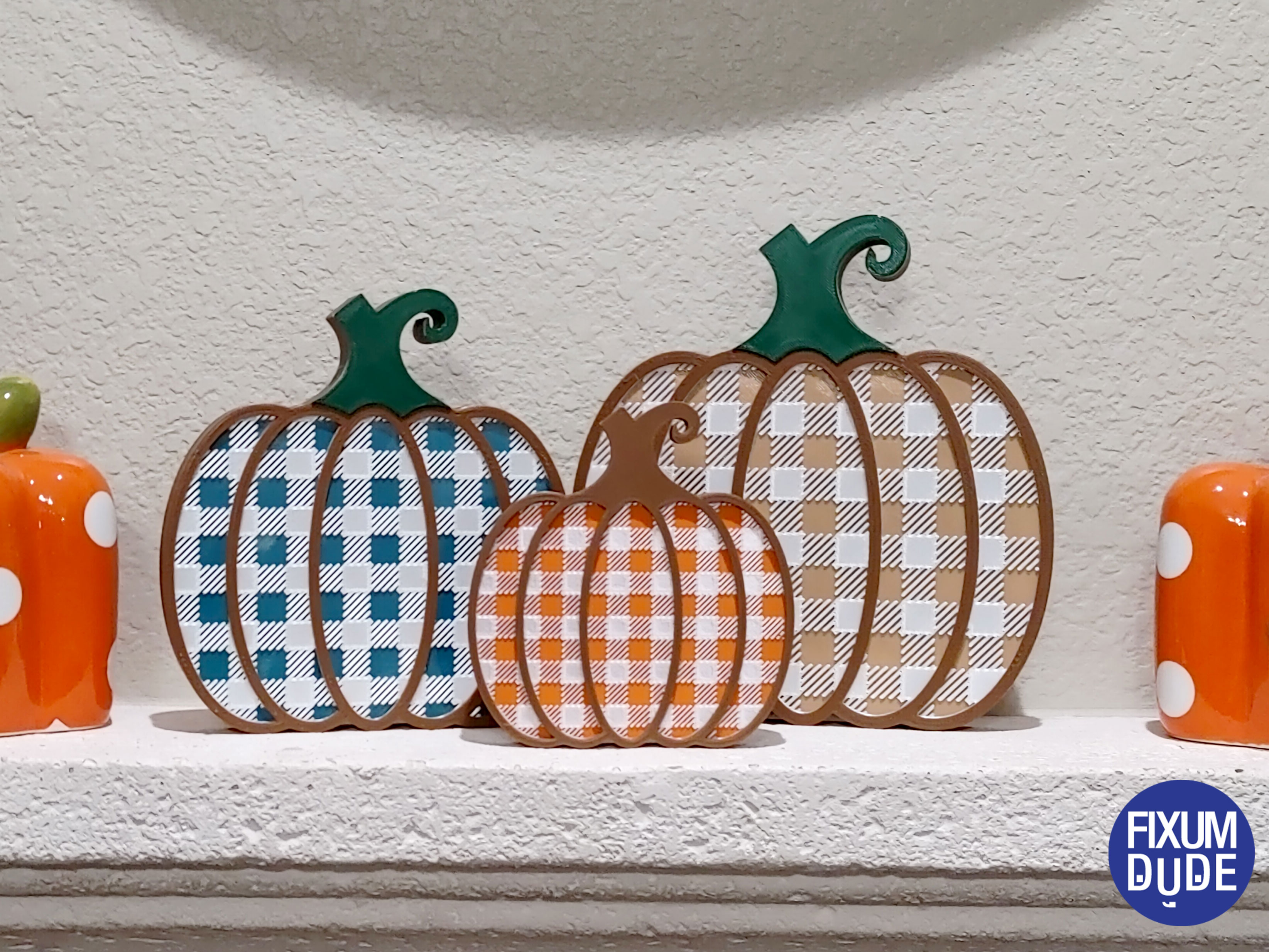 Gingham Pattern Fall Pumpkin Decorations by fixumdude | Download free ...