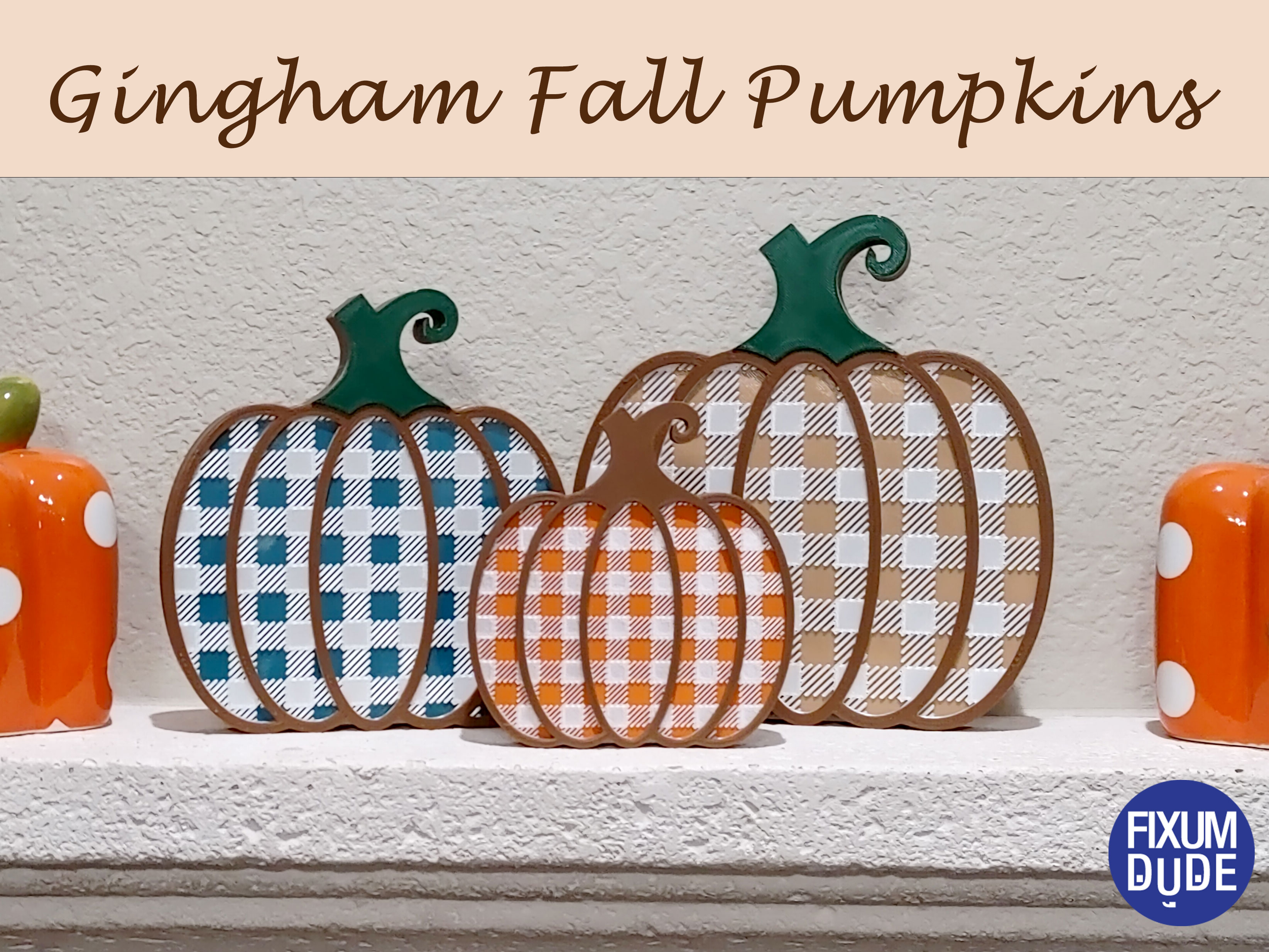 Gingham Pattern Fall Pumpkin Decorations by fixumdude | Download free ...