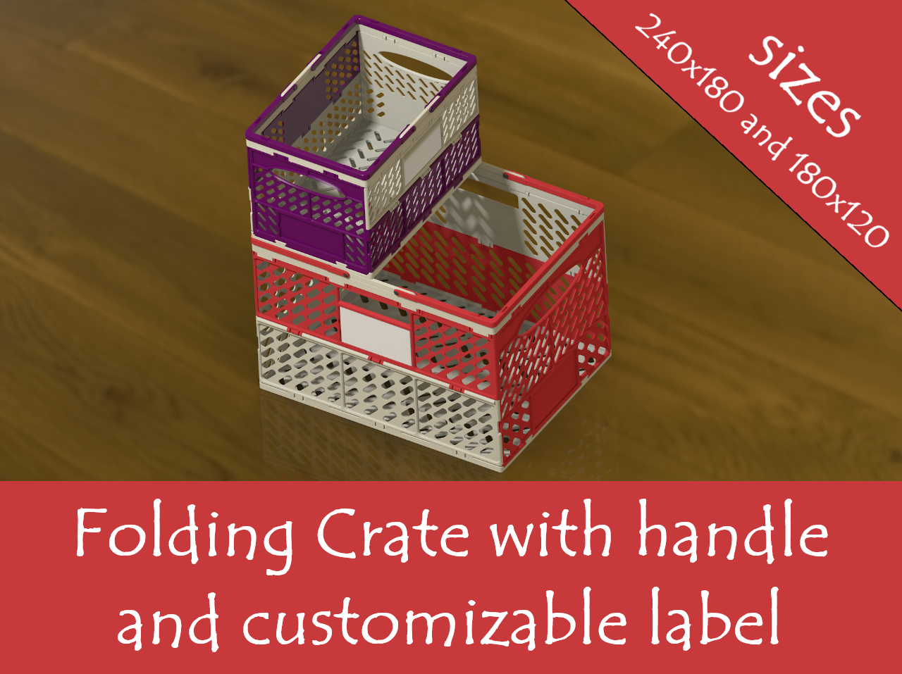 Foldable crate, stackable, with handle and customizable label by ...