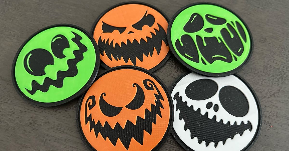 Halloween Coasters with Scary Pumpkin Faces by UrXBf | Download free ...