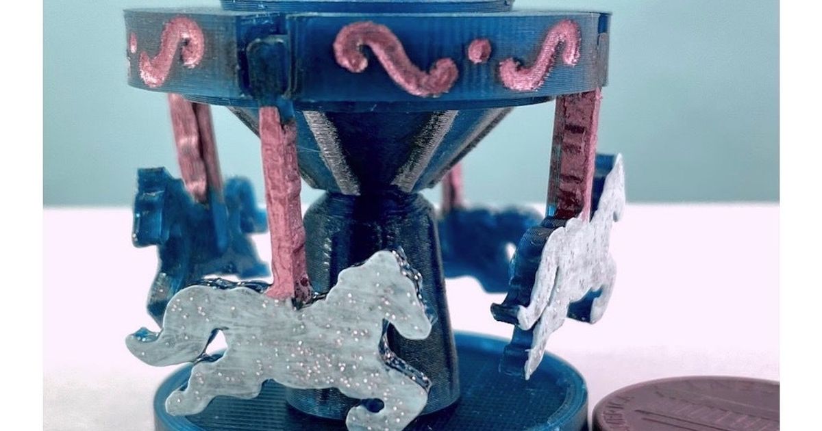 Mini Carousel (Spins and prints in place!) by lytta | Download free STL ...