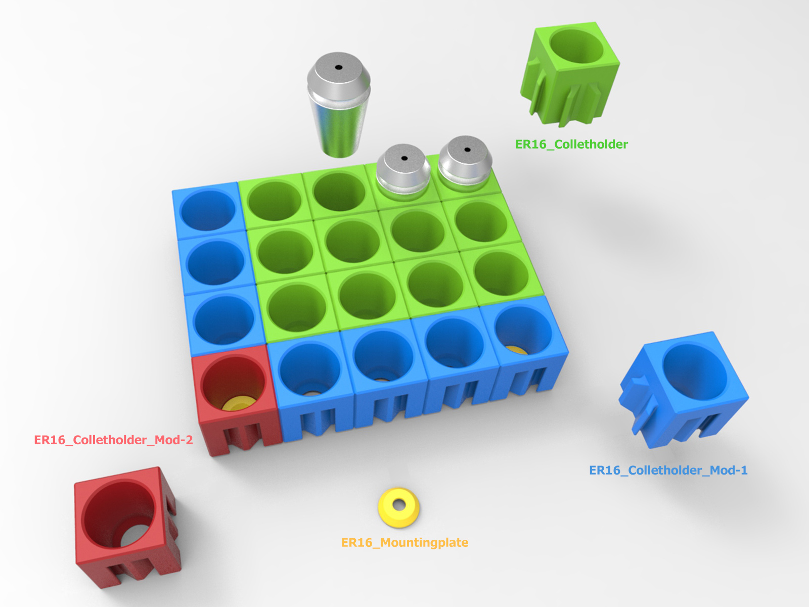 Modular ER16 Collet Rack / Tray / Stand by TechTom | Download free STL ...