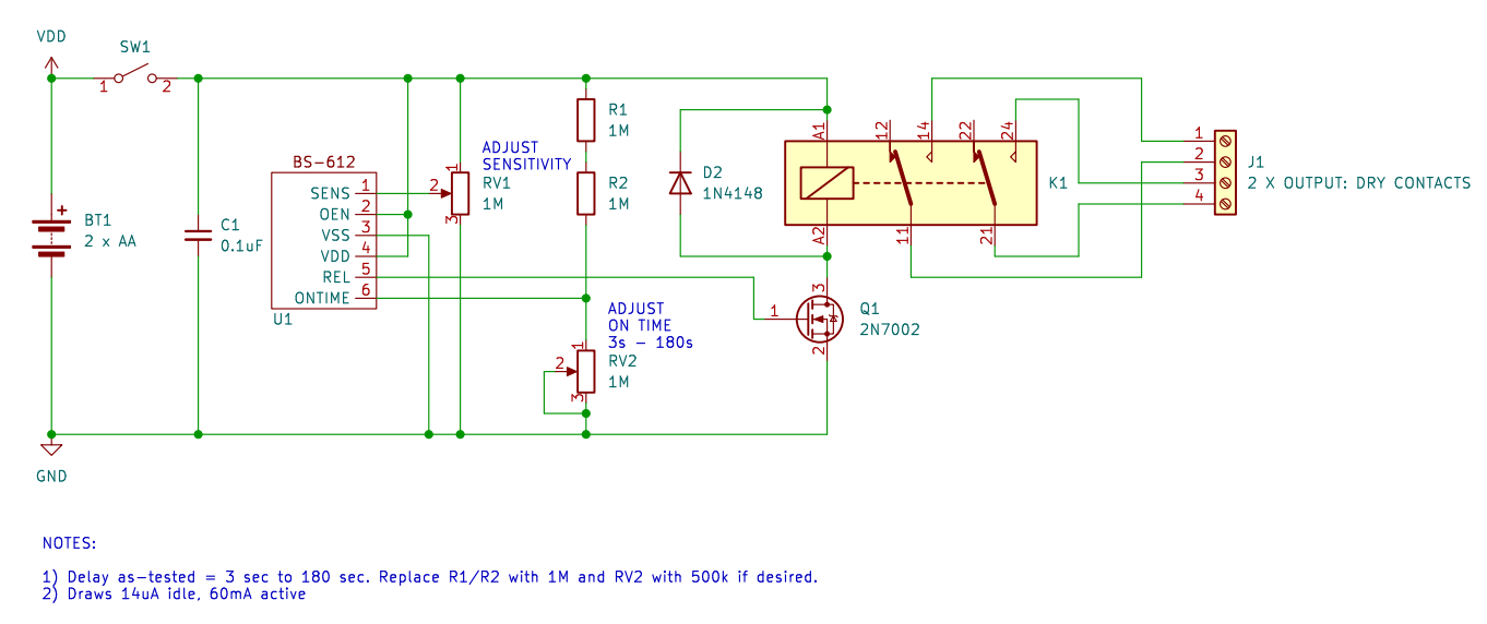 Battery Powered Motion Detector Using BS-612 by scarrson | Download ...