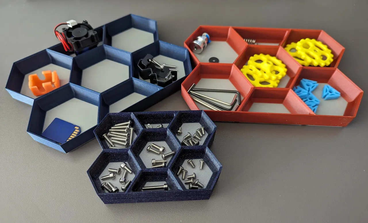 Stackable Hex Tray Part Organizer by DON4IR | Download free STL model ...