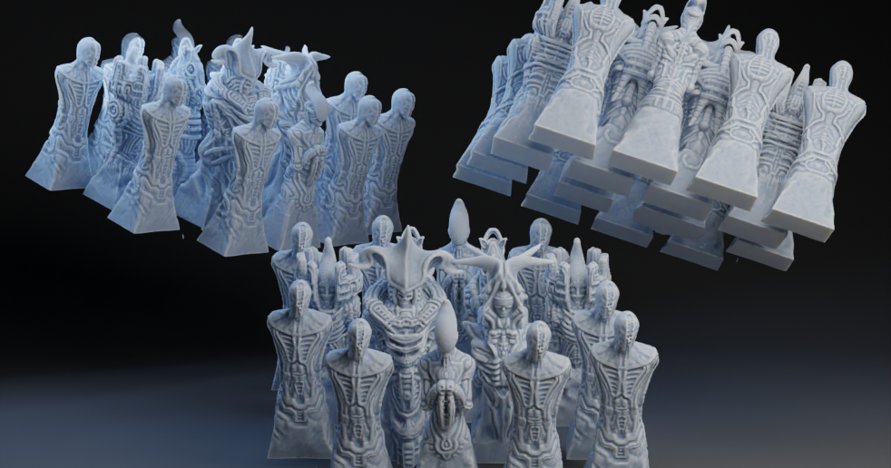 Xenomorphic Chess Pieces by Peter Farell | Download free STL model ...