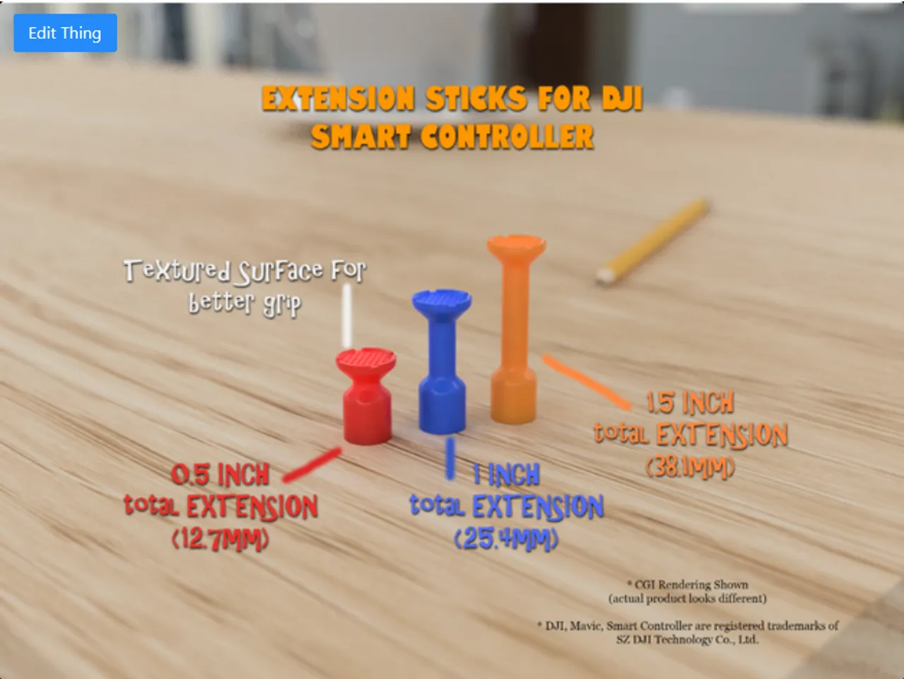 Extension Sticks for DJI Smart Controller by OurAngryBadger | Download ...