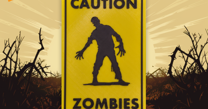 Halloween Sign - Caution Zombies - Wall Art by wafflecart | Download ...