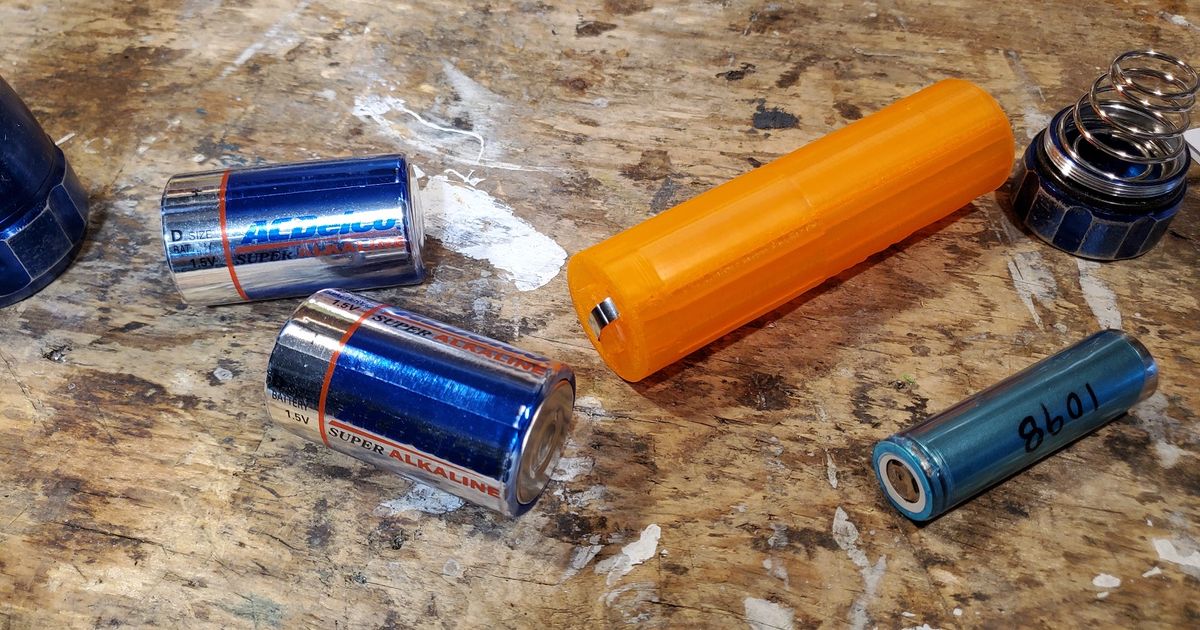 Flash Light 18650 Conversion (2x D-Cell to 1x 18650) by Alex MacKinnon ...