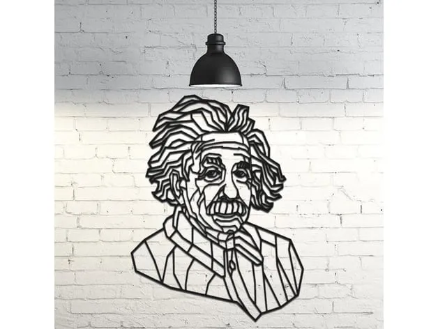 Albert Einstein Wall Sculpture 2D by Mates | Download free STL model ...