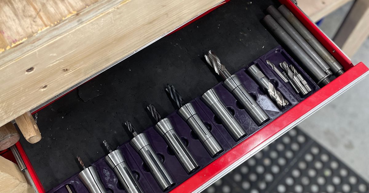 R8 Collet & End Mill Drawer Organization by wzrd. | Download free STL ...