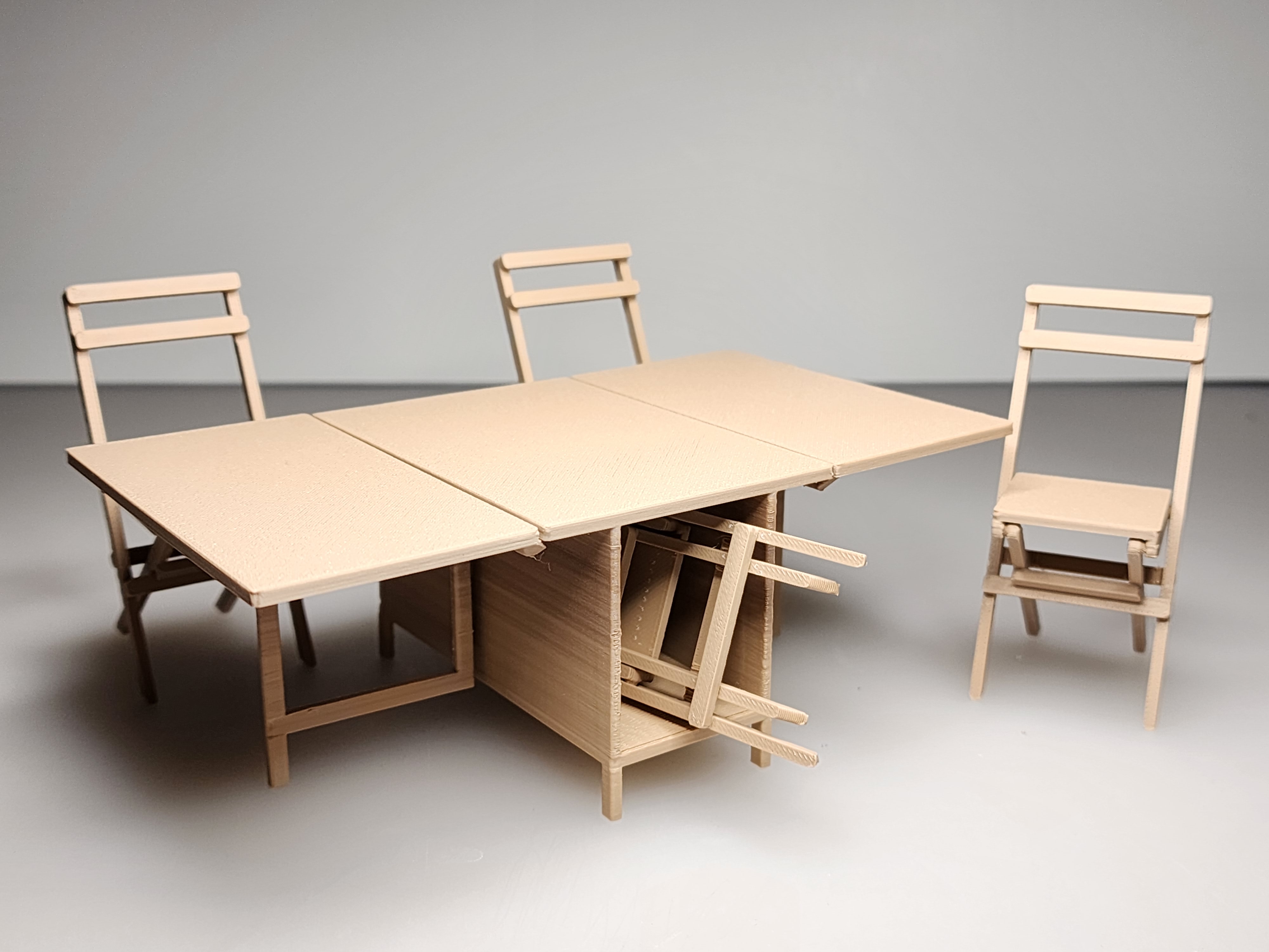 Drop Leaf Dining Table with Folding Chairs by chiz | Download free STL ...