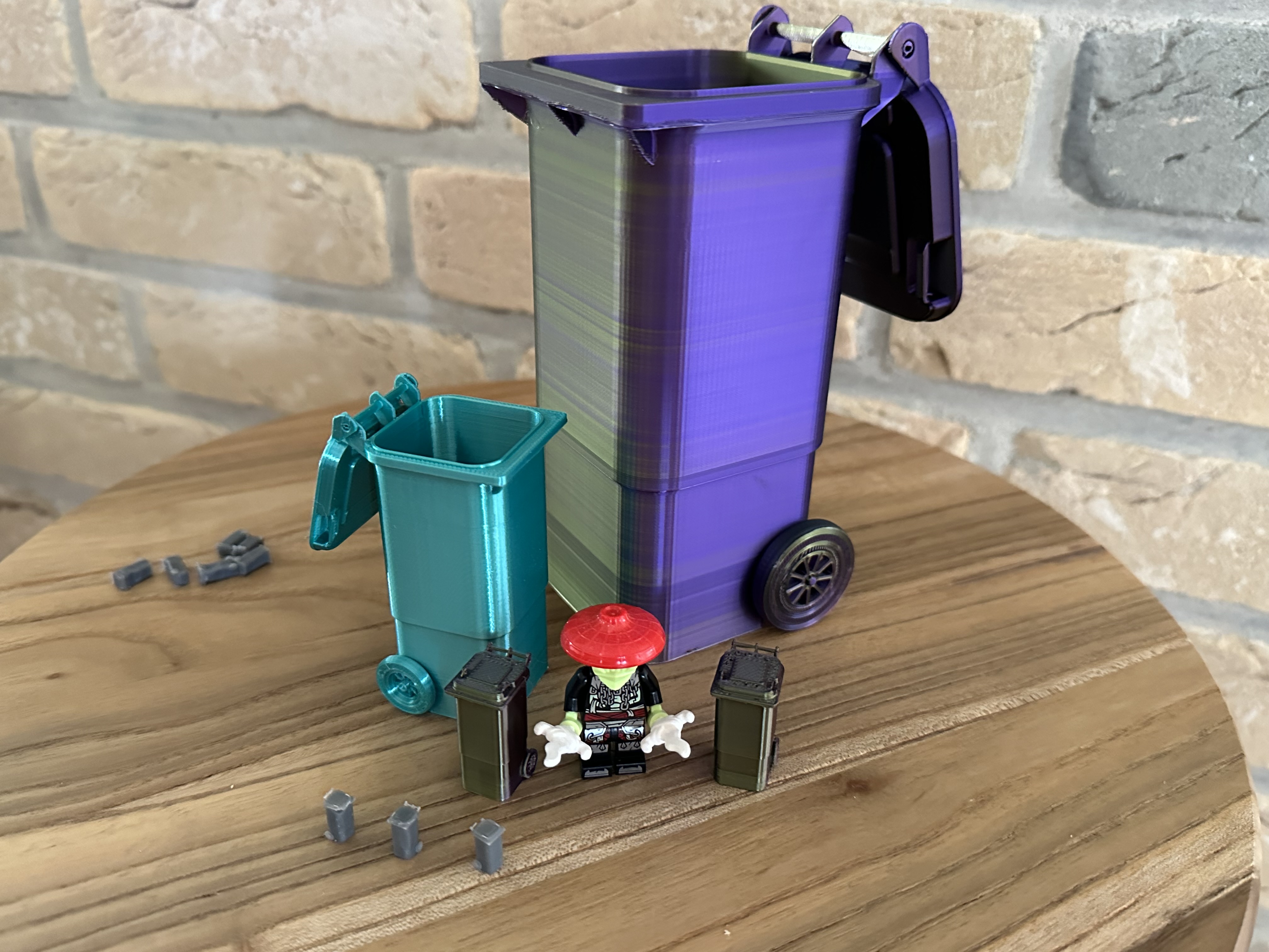 Mülltonne, Biotonne, Restmüll 80l Maßstab 1:6, 1:12, LEGO, Spurweite H0 ...