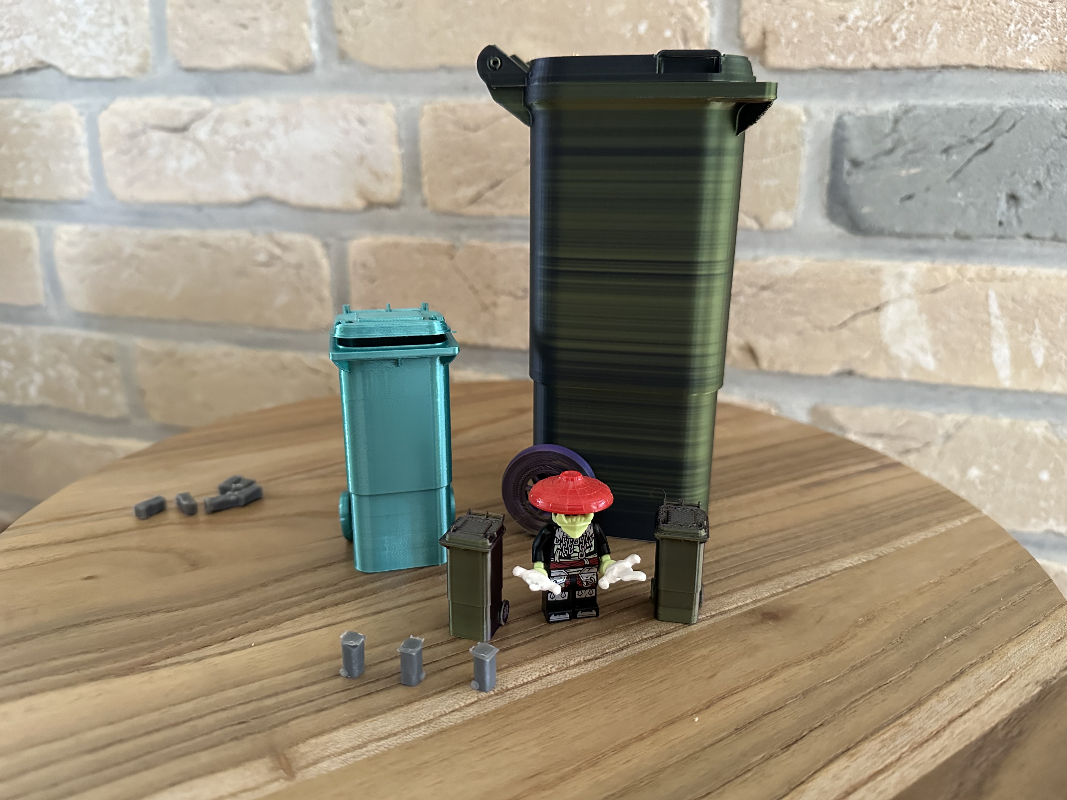 Mülltonne, Biotonne, Restmüll 80l Maßstab 1:6, 1:12, LEGO, Spurweite H0 ...