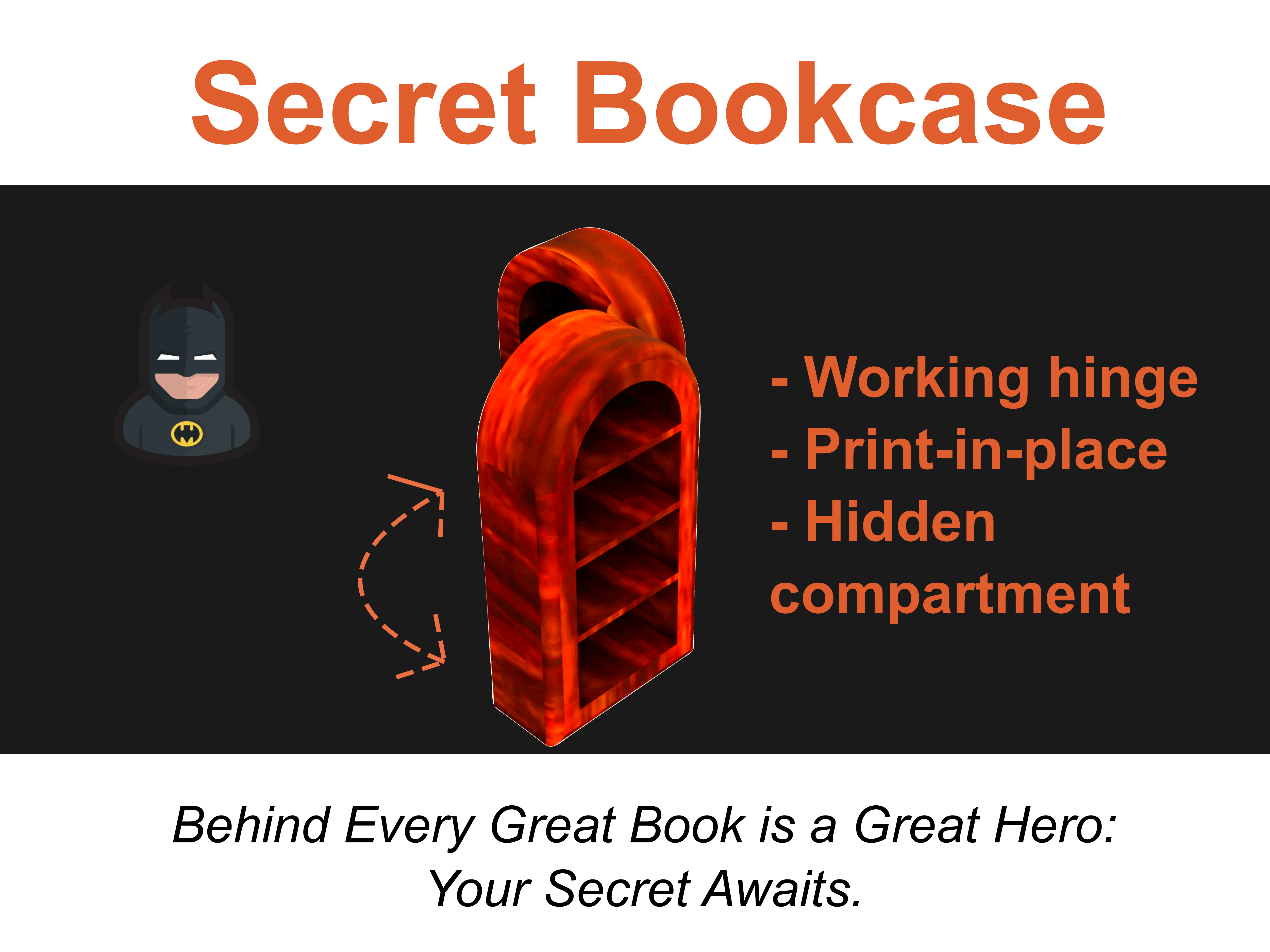 Secret Bookcase (print-in-place, hidden compartment) by ahaque ...