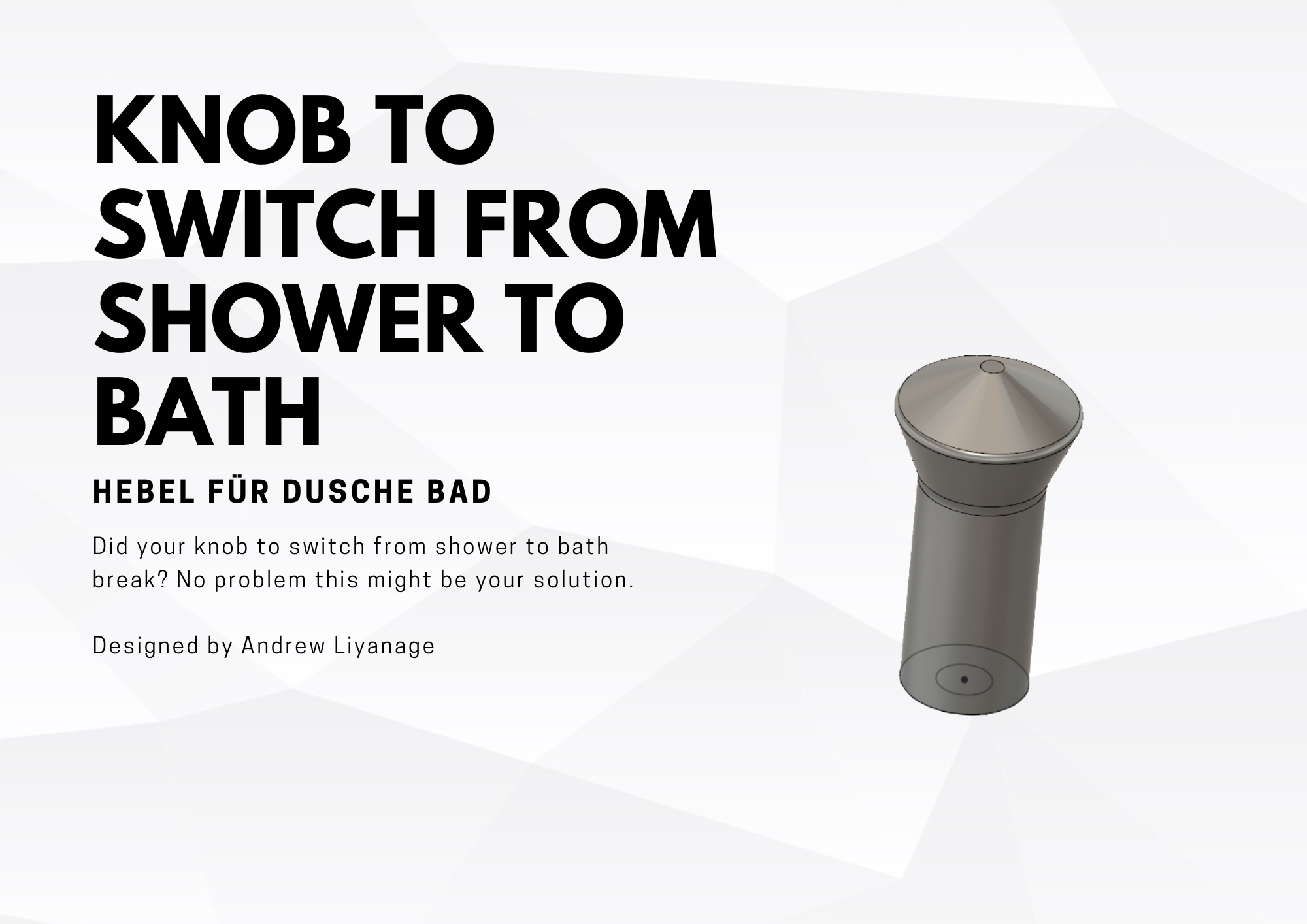 Knob to switch from shower to bath by Andrew Liyanage | Download free ...